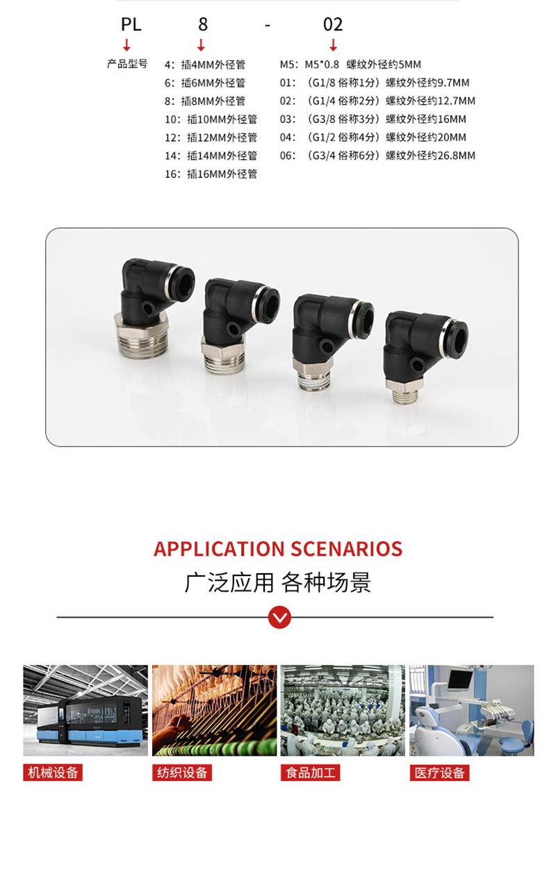【米星 白色外螺纹弯通接头 PL14-04 14mm-4分 0-1MPa多少钱】PL14-04/14mm-4分/0-1MPa-鑫方盛